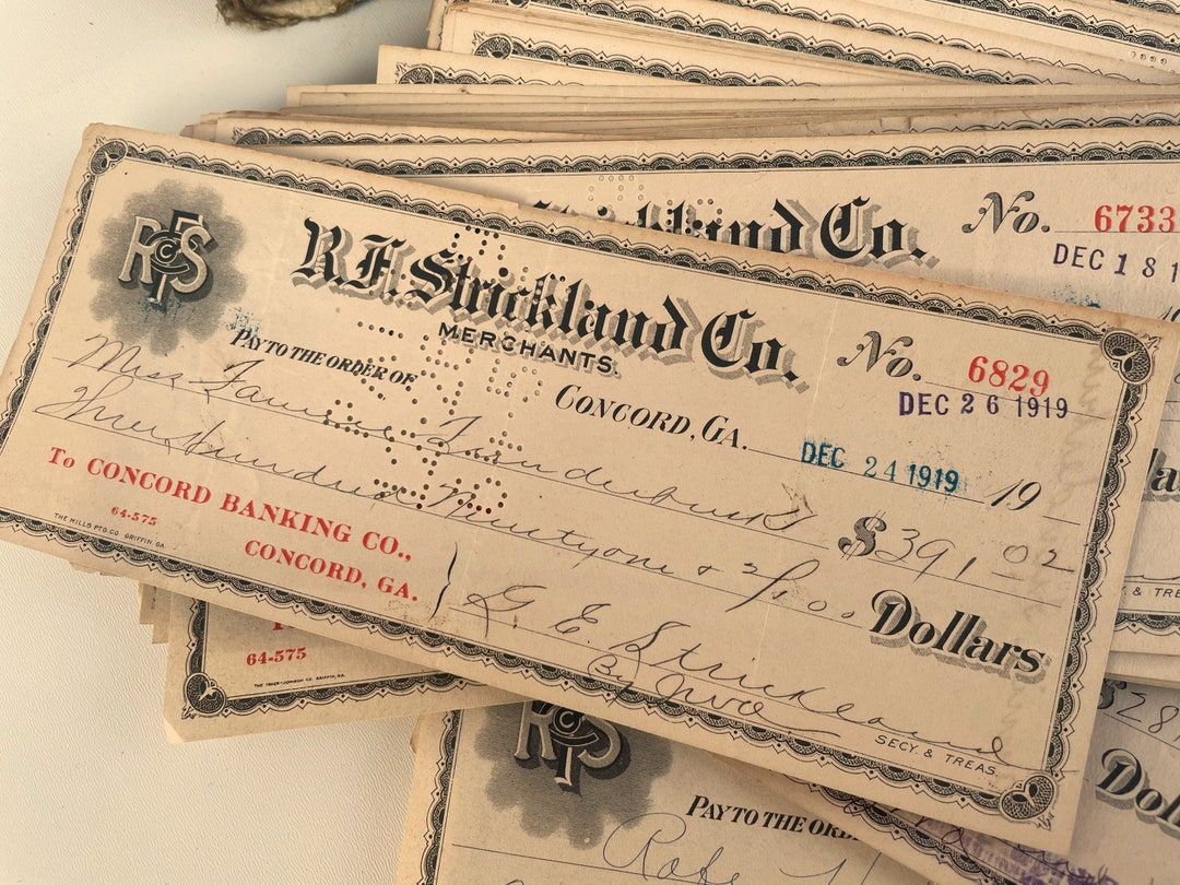 Antique Bank Checks Used Payment Receipt Vintage Ephemera - Etsy