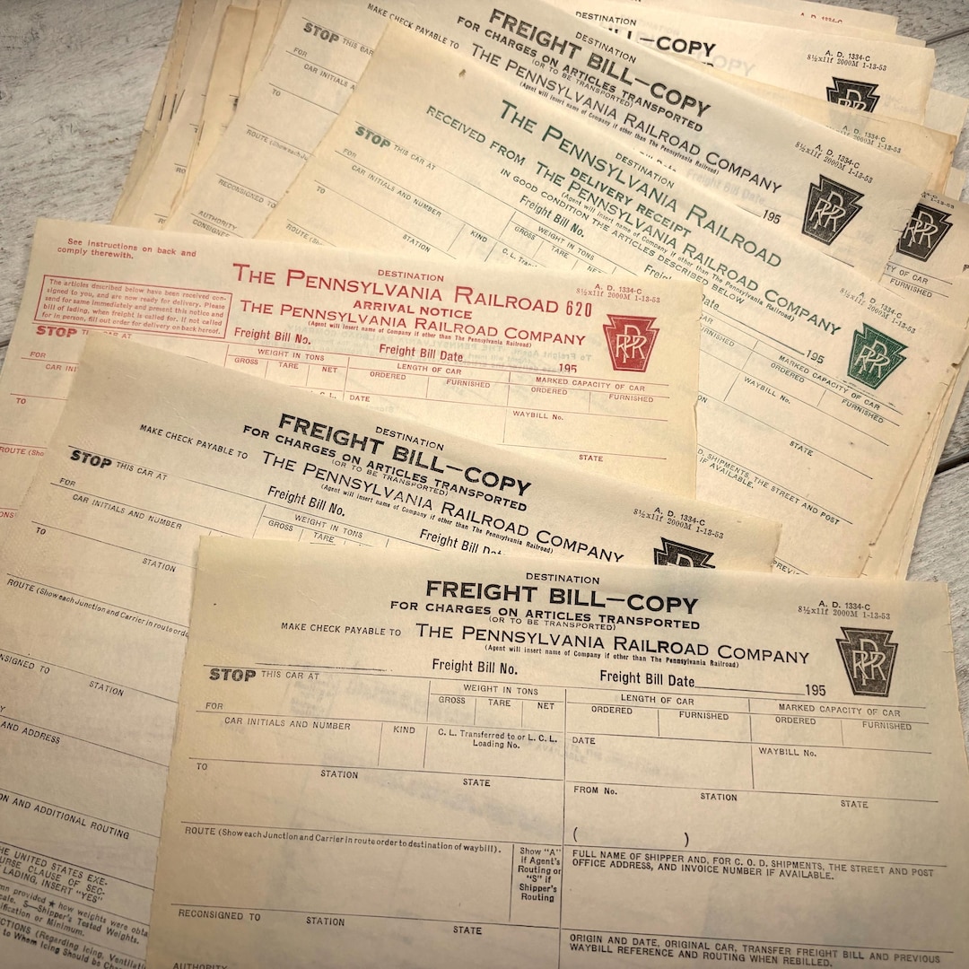 Vintage Railroad Freight Forms - 6 Sheets - Junk Journal Ephemera, Thin ...