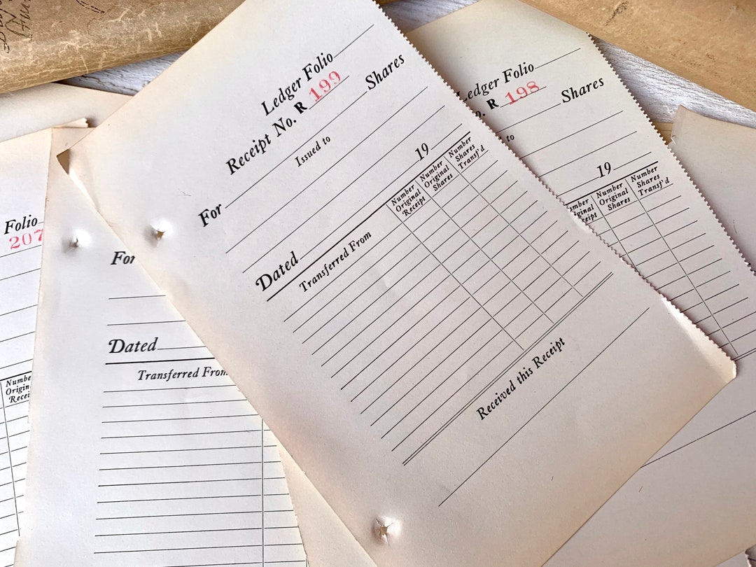 Antique Certificate Receipts, Old Document Stubs, Aged Paper for Junk ...