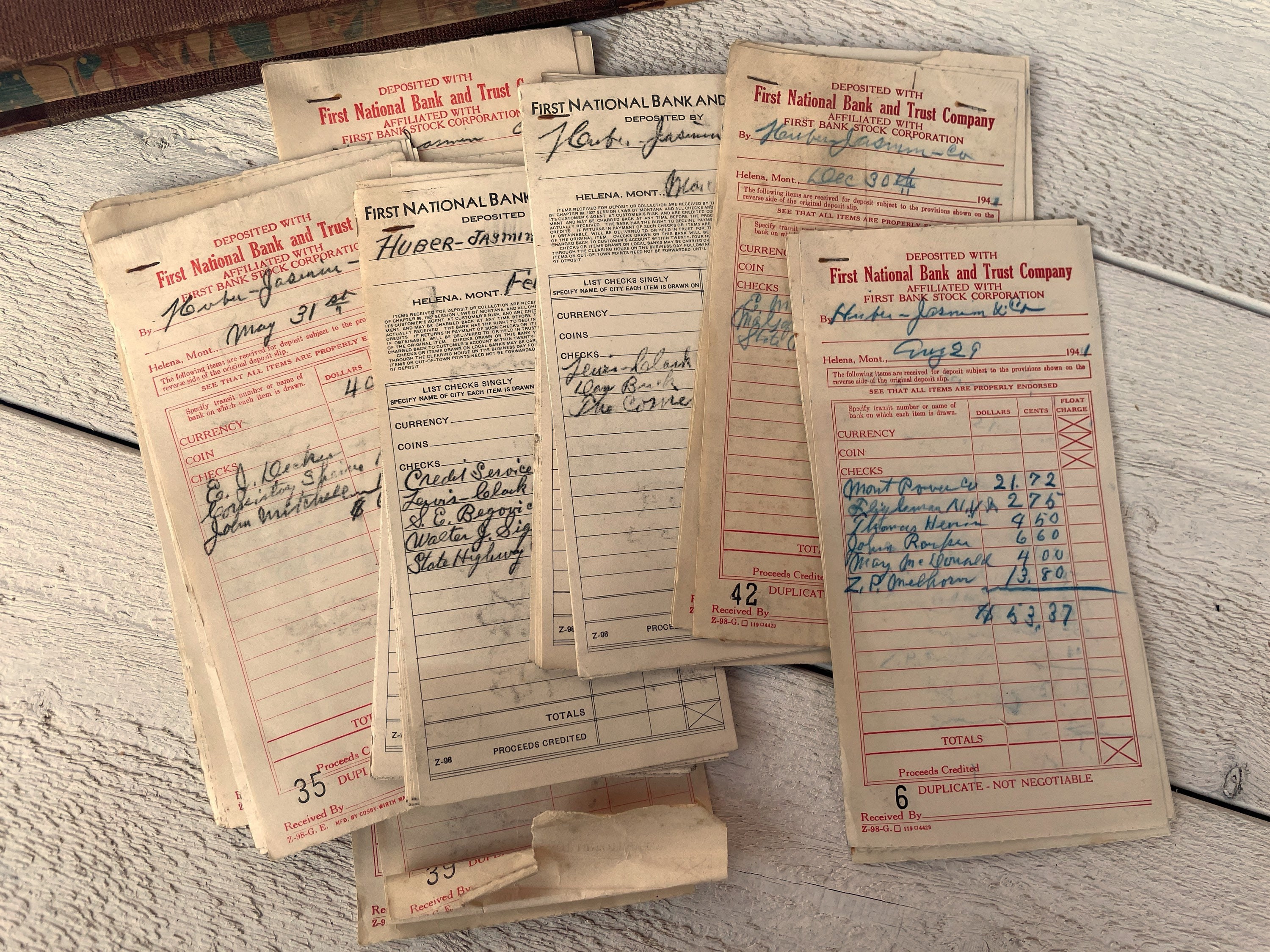 Vintage Bank Receipts, Handwritten, Payment Deposit Receipts ...
