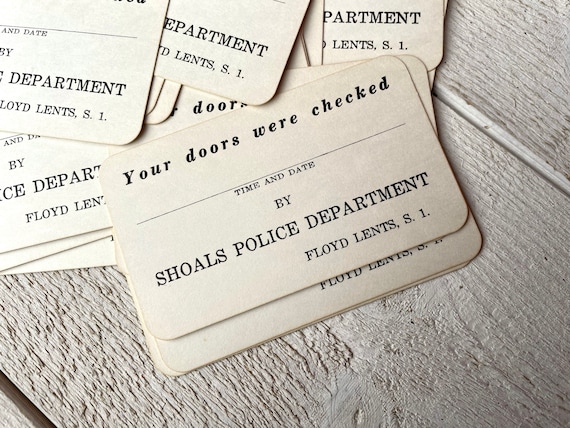 Vintage Announcement Cards Police Property Check Card for | Etsy