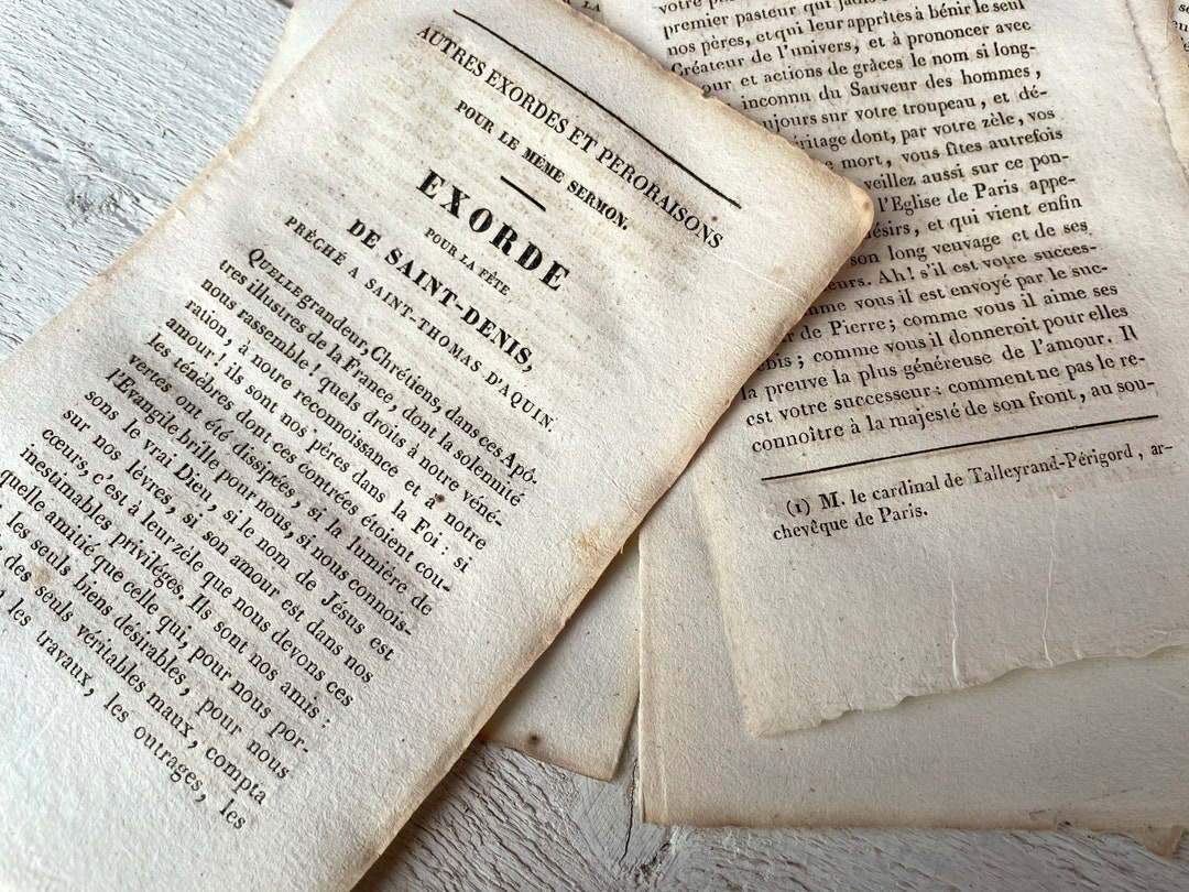 Antique French Book Pages 1830s, Vintage Literature, Junk Journal ...