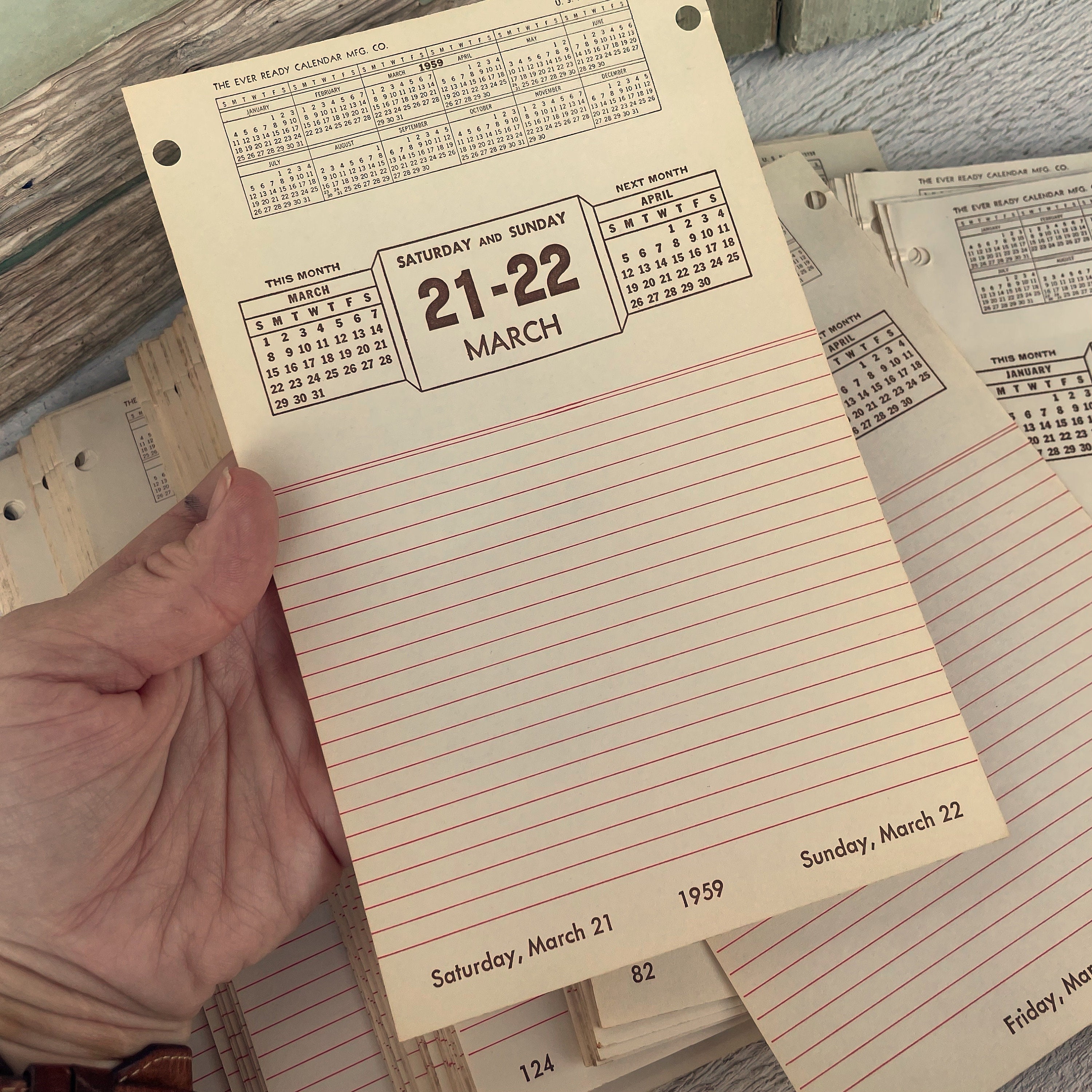 Vintage Desk Calendar Sheets 1959 - 5 Sheets - for Junk Journal ...