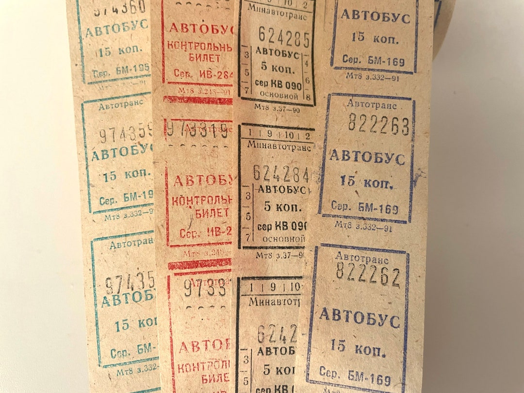 Soviet Bus Ticket Set, Ultra Thin Parchment Paper Tickets, Vintage ...