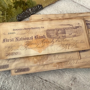 Antique Rare Payment Check, Shabby Stained Patina, Bank Notes, for Junk ...