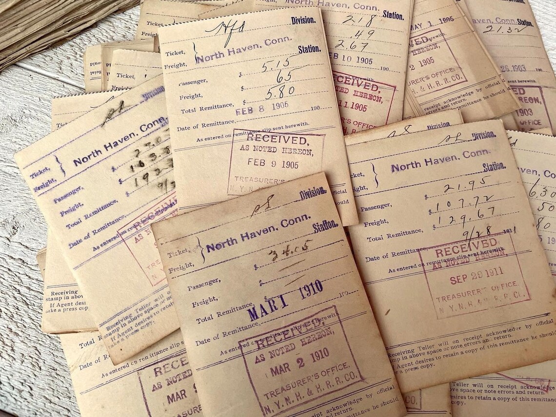 Vintage Railroad Receipts Train Station Receipt Large Set - Etsy