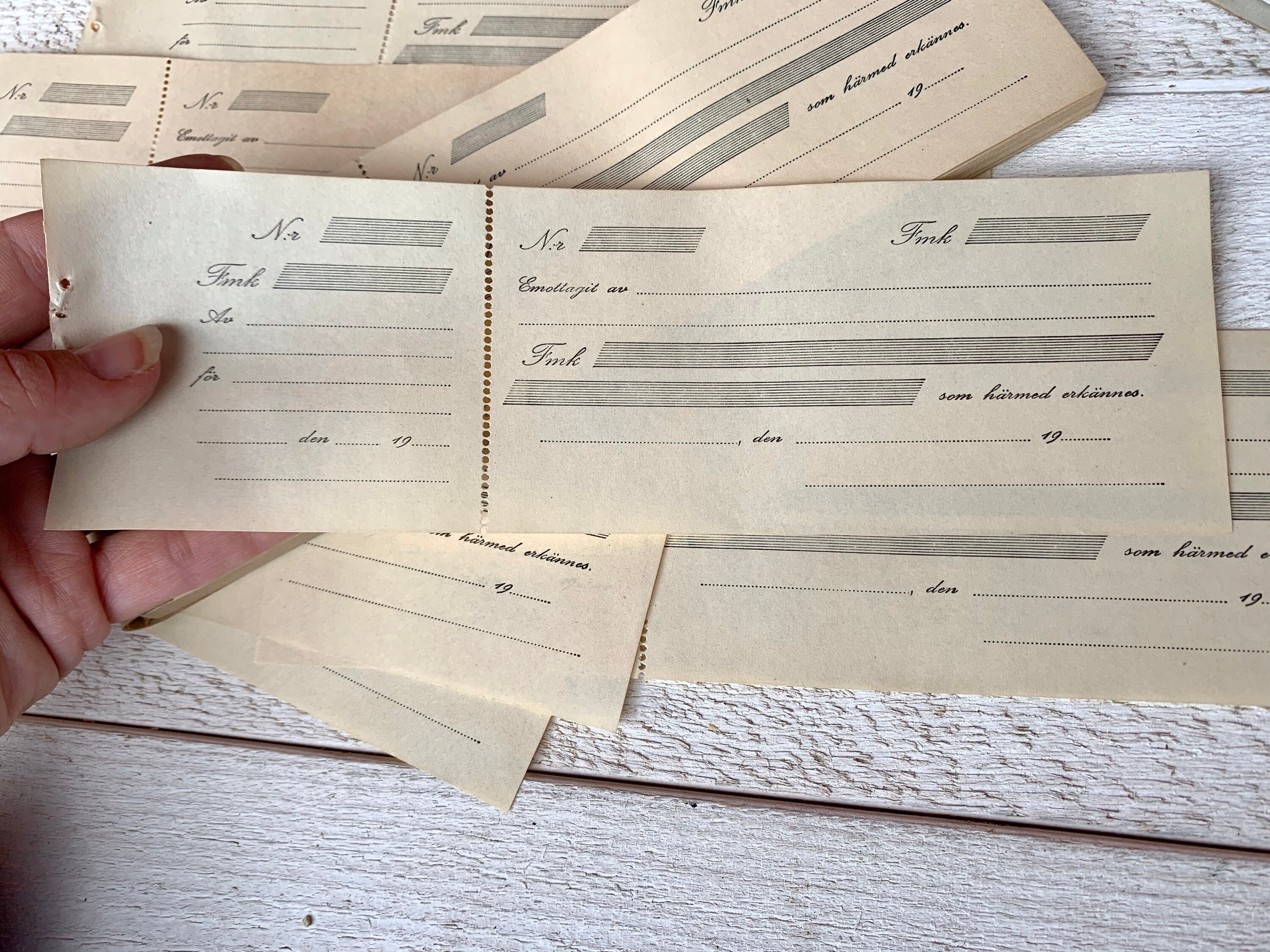 Antique Unused Checks, Finnish Bank Notes, Vintage Ephemera for Junk ...