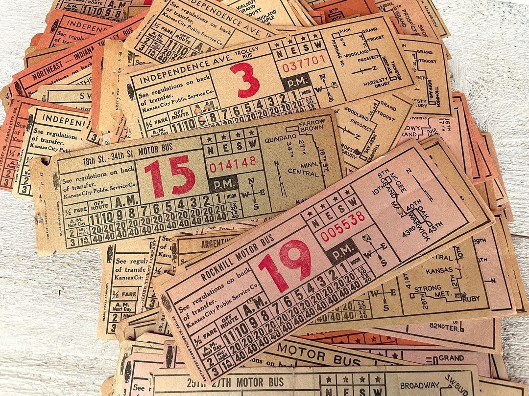 Vintage Used Transfer Tickets, Junk Journal Ephemera, Travel ...
