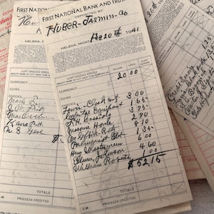 Vintage Bank Receipts, Handwritten, Payment Deposit Receipts ...