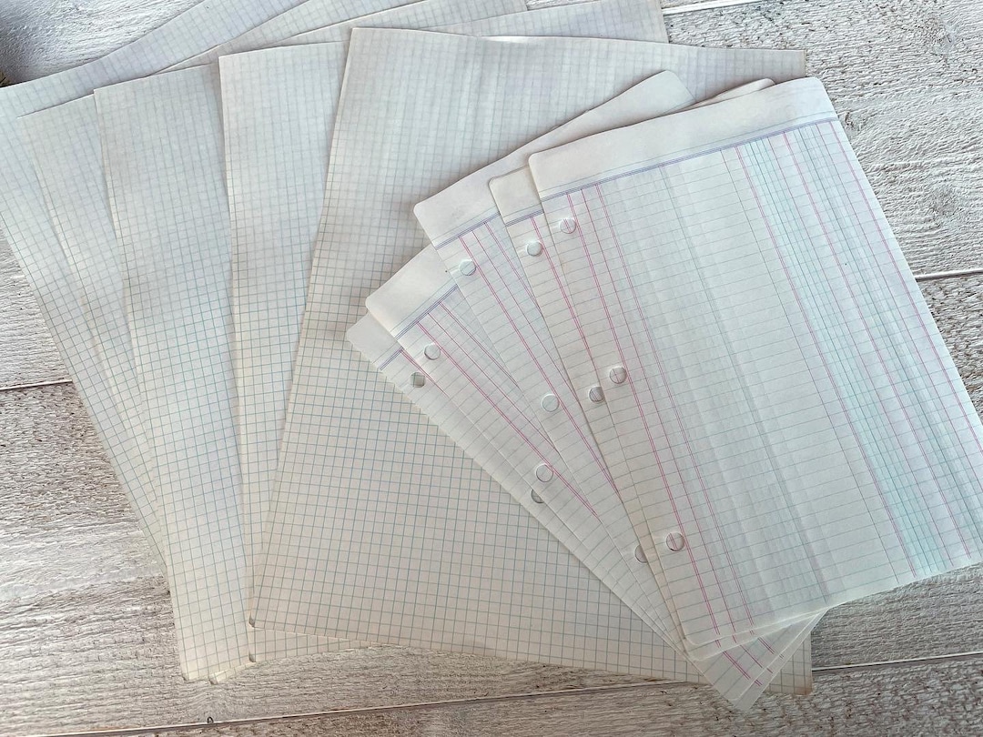 Vintage Ledger and Graph Paper Set, Ruled Writing Paper, for Junk ...