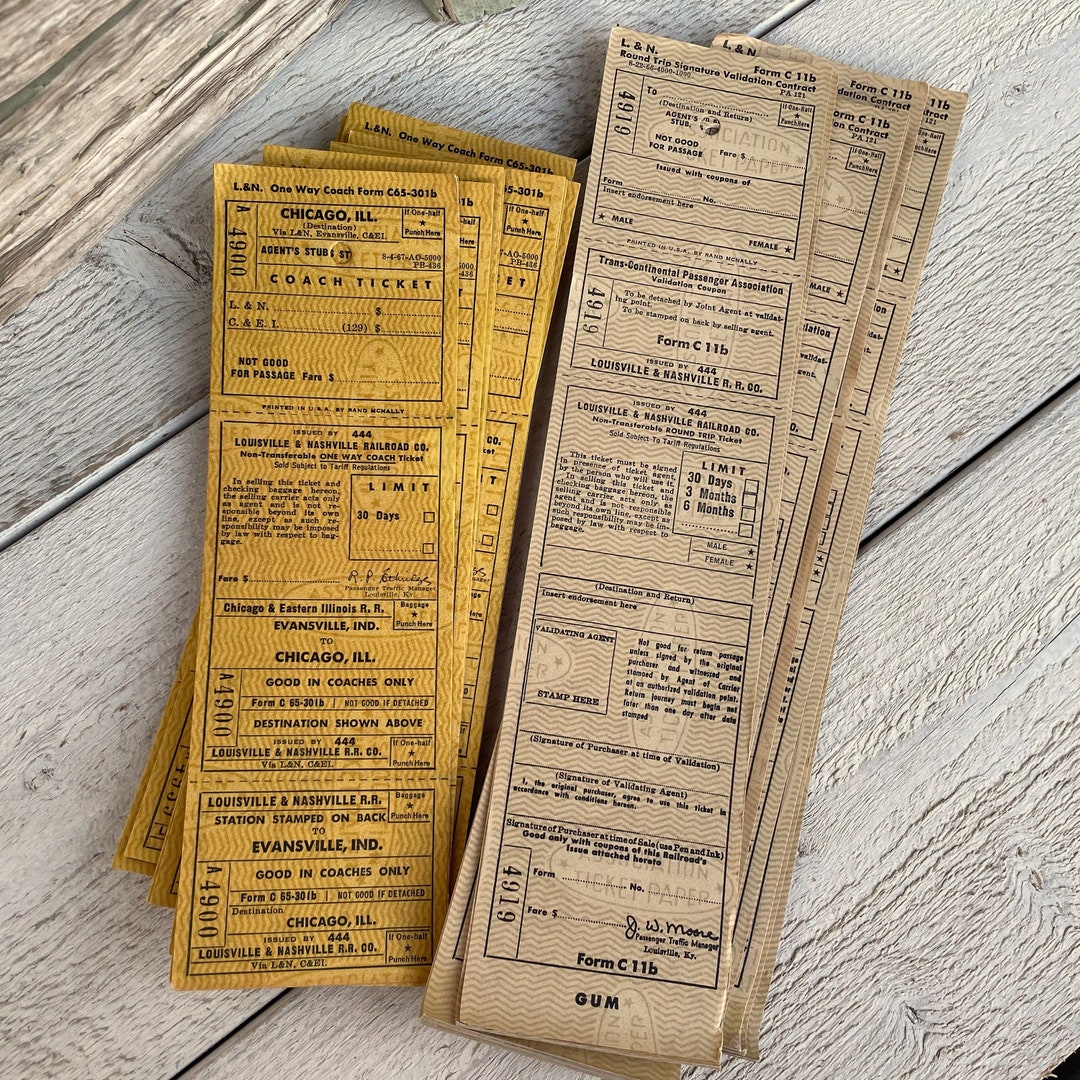 Vintage Train Tickets, Large Paper Ticket, Antique Railroads Ephemera ...