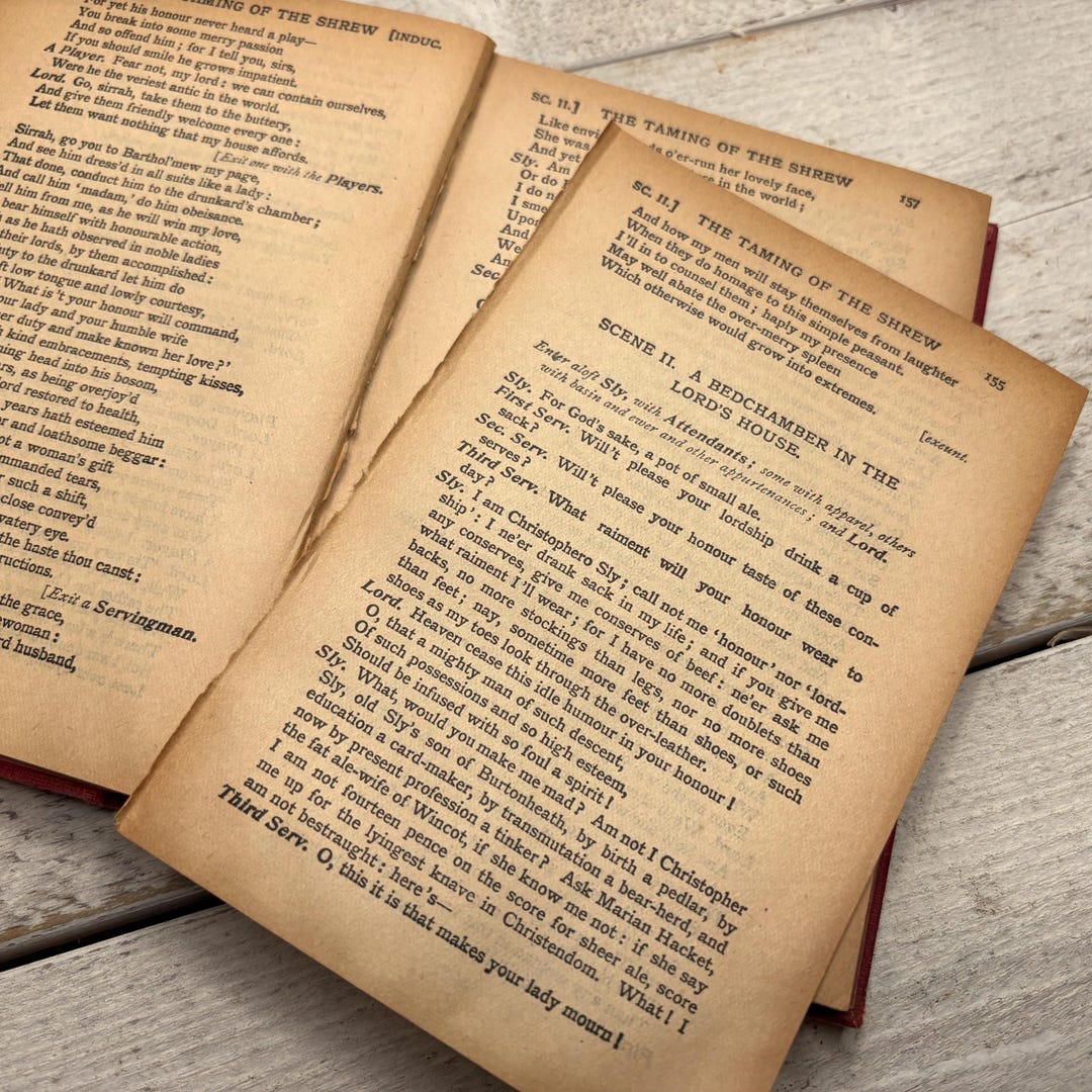 Antique Shakespear Book Pages, Dark Patina Thin Pages, Ephemera for ...