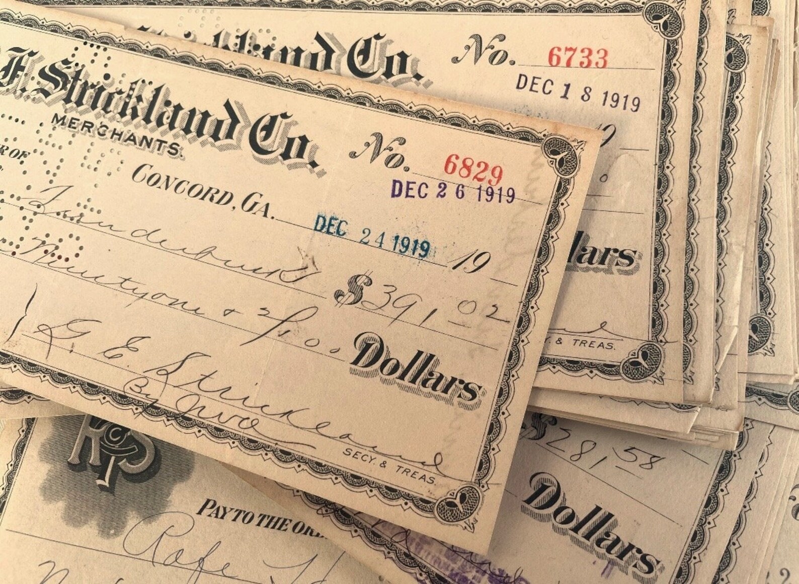 Antique Bank Checks, Used Payment Receipt, Vintage Ephemera for Junk ...