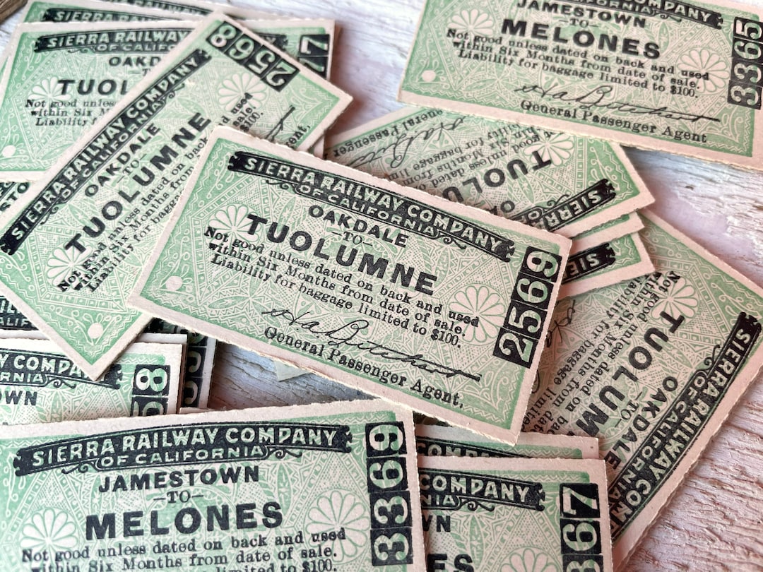 Vintage Train Tickets, Thick Cardboard Ticket, Sierra Railways, Antique ...
