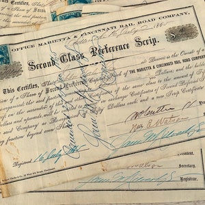 Antique Shares Certificates, Vintage Document, Receipts, 1860s Ephemera ...