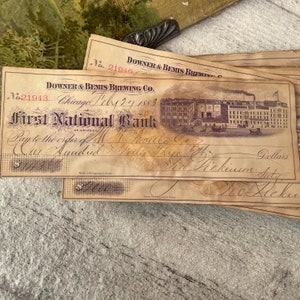 Antique Rare Payment Check, Shabby Stained Patina, Bank Notes, for Junk ...