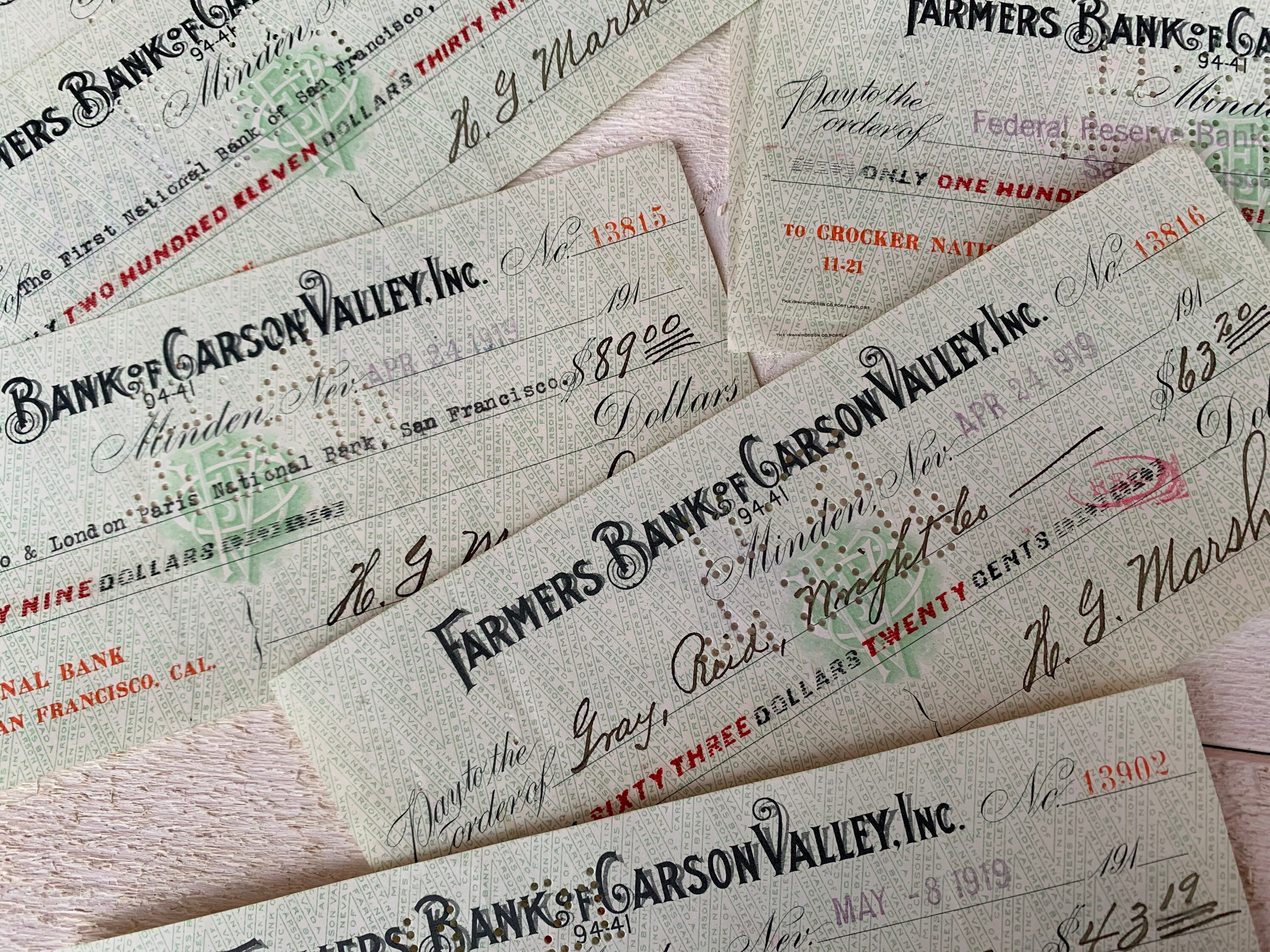 Antique Bank Notes Used Money Check Set Vintage Ephemera - Etsy