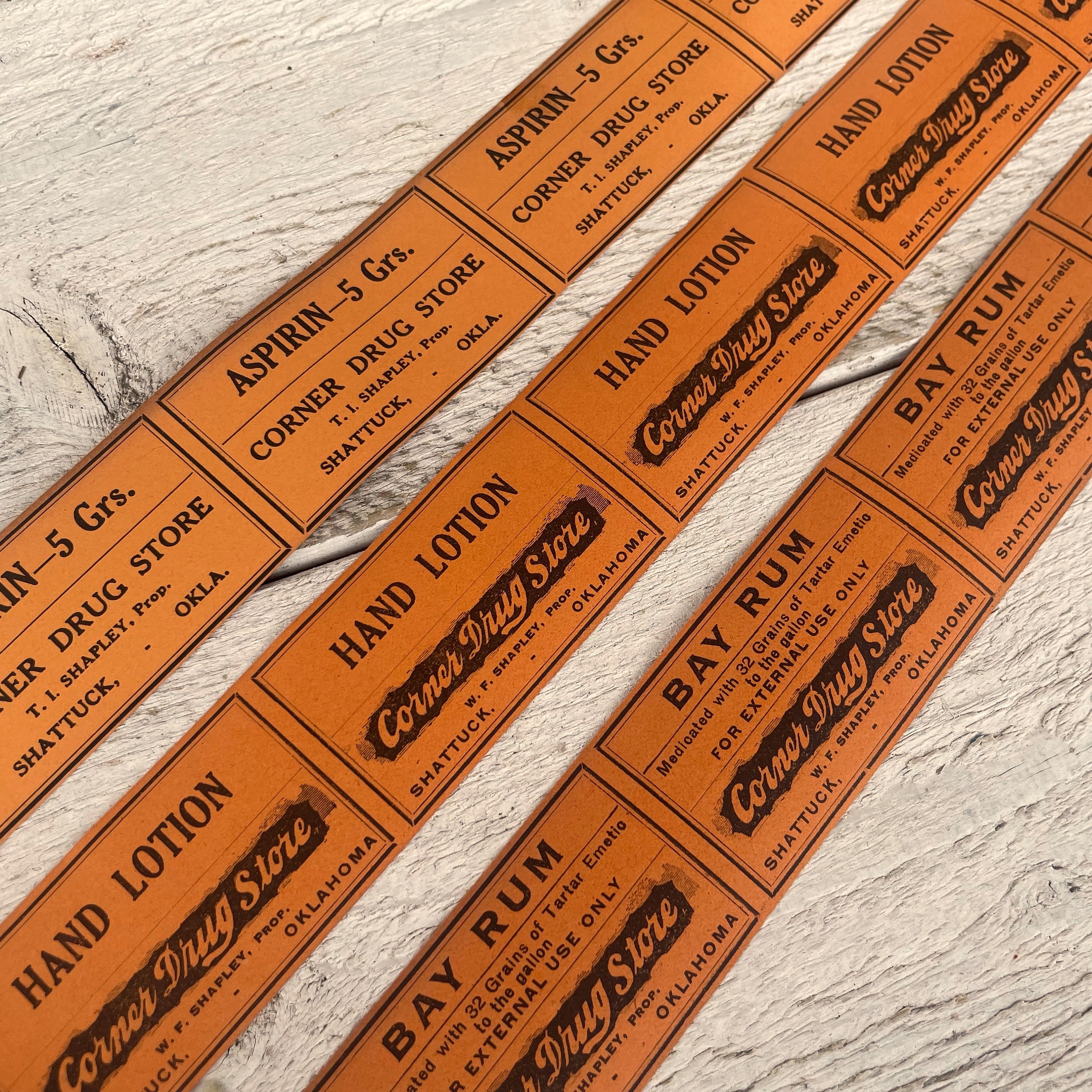 Antique Pharmacy Labels Set 1910s-1920s, Apothecary Ephemera, Orange ...