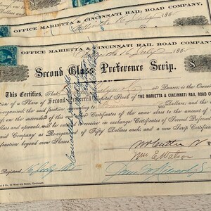 Antique Shares Certificates, Vintage Document, Receipts, 1860s Ephemera ...