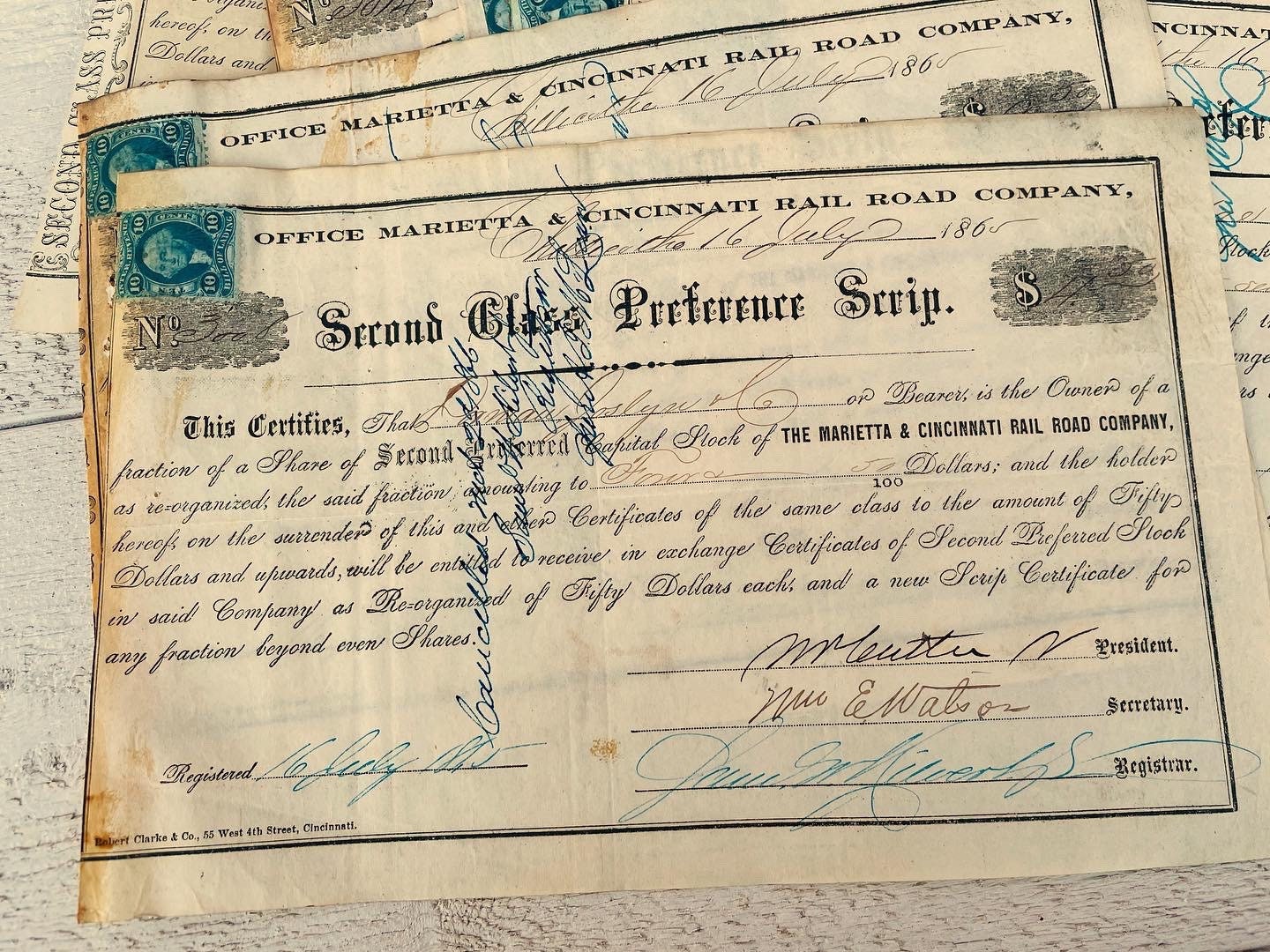 Antique Shares Certificates, Vintage Document, Receipts, 1860s Ephemera ...