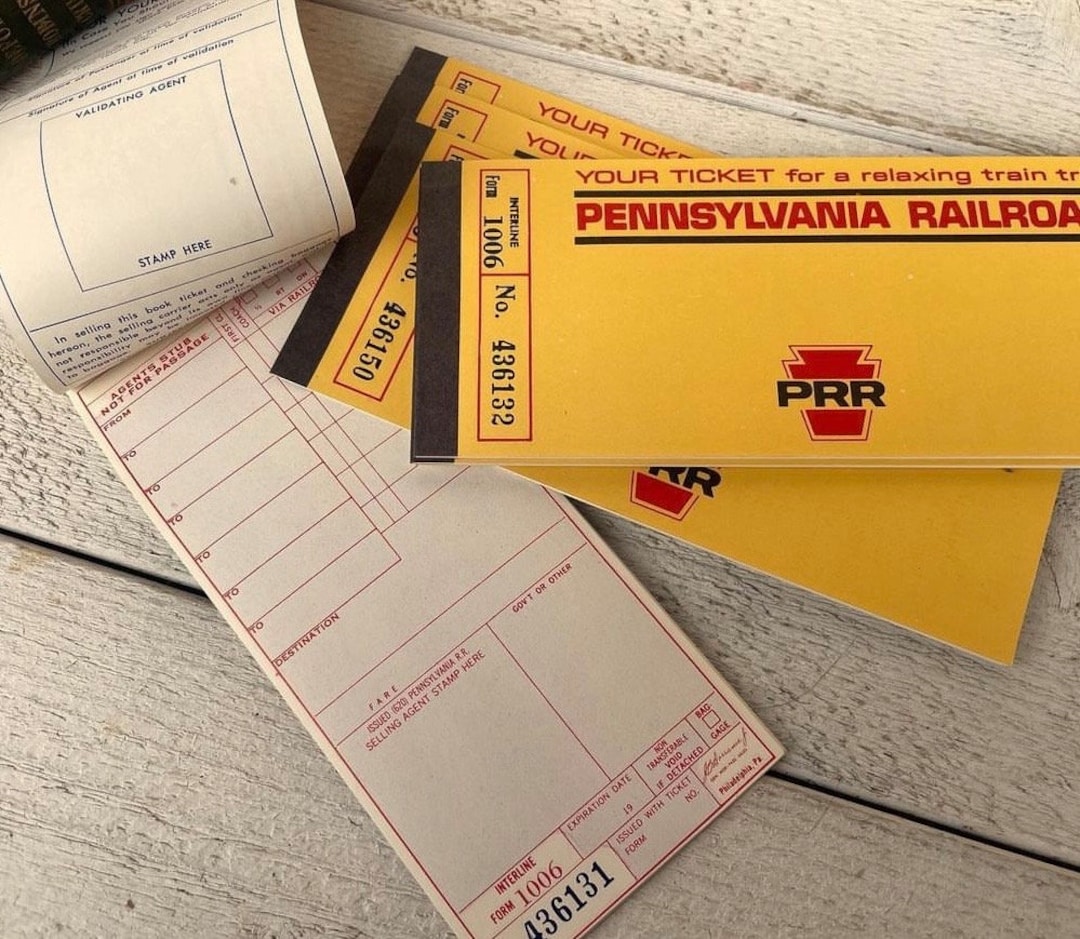 Vintage Train Ticket Book, Railroad Ephemera, Yellow Paper Cover, for ...