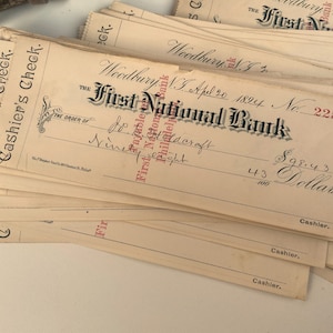 Antique 1890s Bank Checks, Payment Check, Handwritten, Vintage Ephemera ...