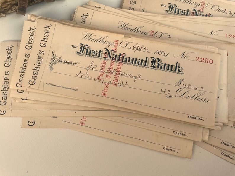 Antique 1890s Bank Checks Payment Check Handwritten 5 - Etsy