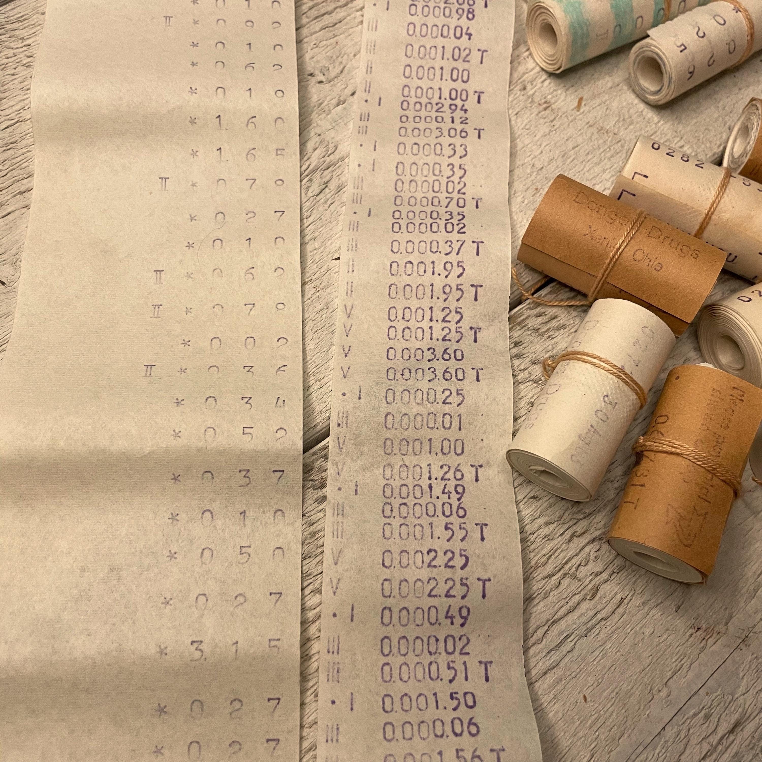 Vintage Used Cash Register Rolls, Adding Machine, Numbers Receipts ...