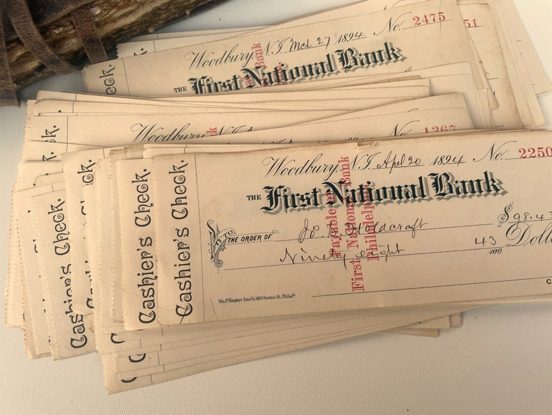 Antique 1890s Bank Checks Payment Check Handwritten 5 - Etsy