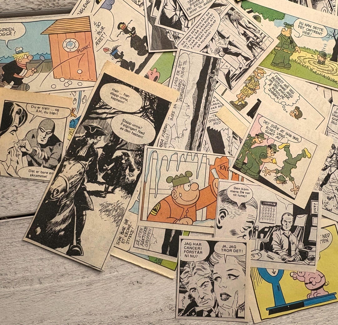 Vintage Comic Cut Outs - 10 Sheets - Norwegian Comics, Ephemera for ...