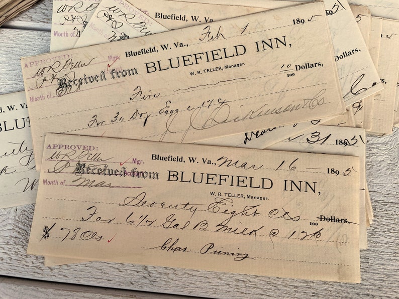 Antique 1890s Bank Checks, Payment Check, Handwritten, Vintage Ephemera ...