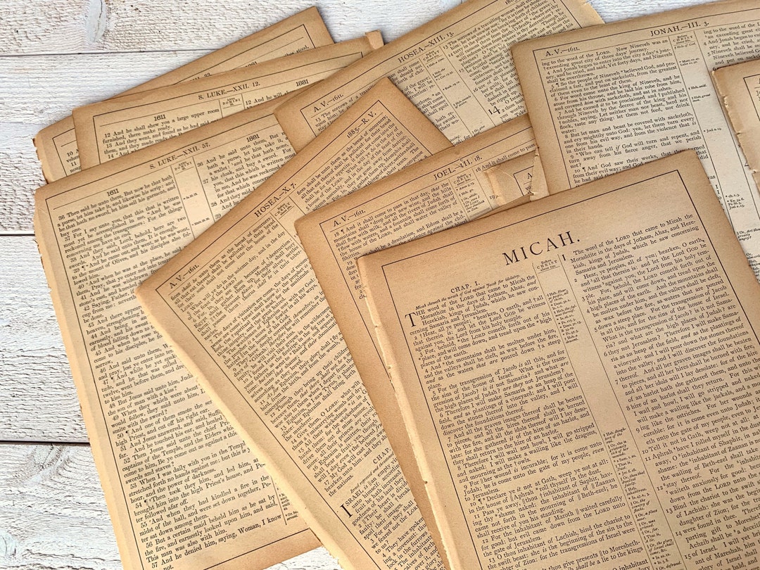 Antique Bible Pages 1800s, Parallel Bible 1600s Vs. 1880s, Vintage ...