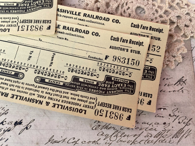 Vintage Train Receipts, Railroad Ephemera, Junk Journal Travel Ephemera ...