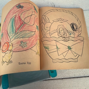 Vintage Coloring Book for Children With Drawing Board, Used Kids ...