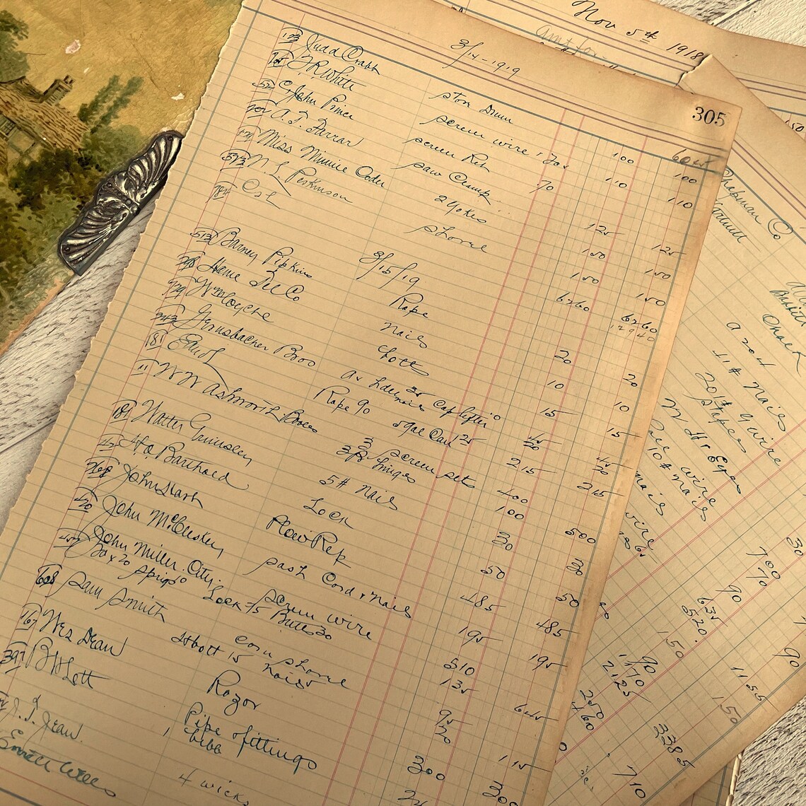 Antique Handwritten Ledger Pages 1910s, Vintage Junk Journal Ephemera ...