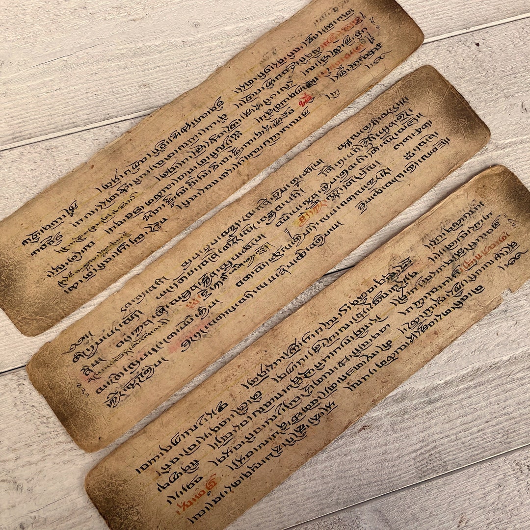 Antique 1800s Mongolian/ Tibetan Prayer Manuscript Sheet, Ancient ...