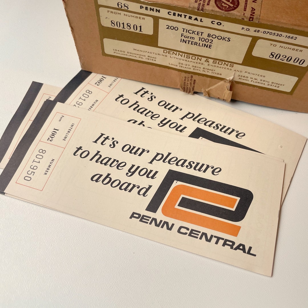 Vintage Train Ticket Book, Railroad Ephemera, Blue and Red Print, for ...