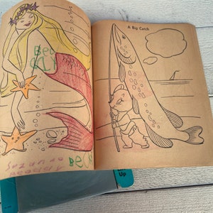 Vintage Coloring Book for Children With Drawing Board, Used Kids ...