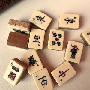 Vintage Chinese Game Tiles, Old Asian Game Pieces, Mah Jong Game, for ...