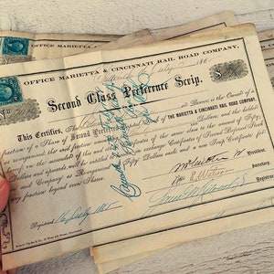 Antique Shares Certificates, Vintage Document, Receipts, 1860s Ephemera ...