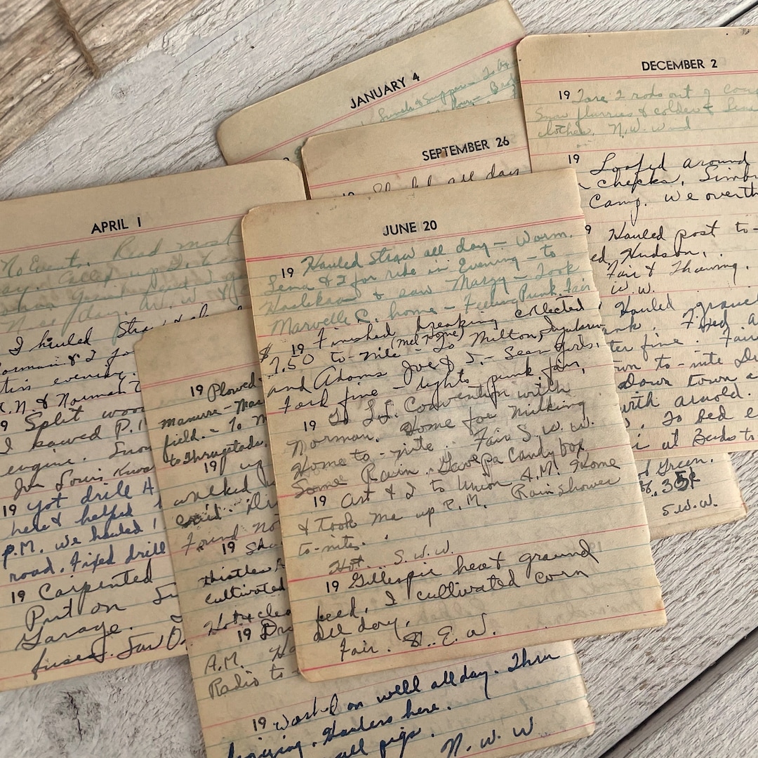 Vintage Diary Pages, Handwritten Agenda Sheets, Five Year Diary 1930s ...