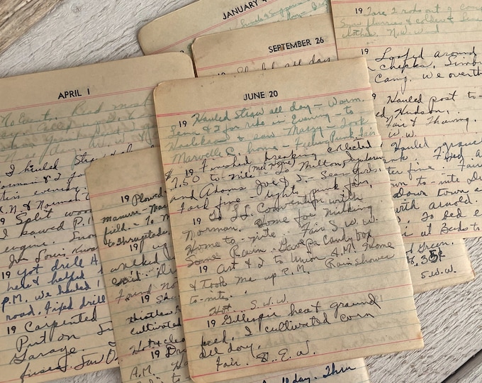 Vintage Diary Pages, Handwritten Agenda Sheets, Five Year Diary 1930s ...