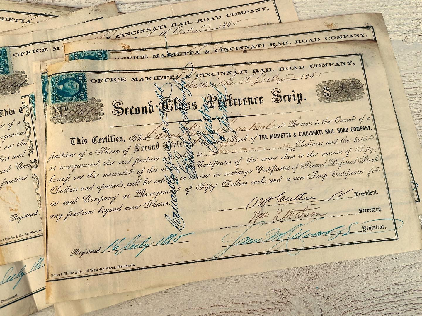 Antique Shares Certificates, Vintage Document, Receipts, 1860s Ephemera ...