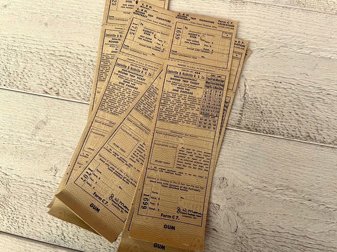Vintage Train Tickets, Large Paper Ticket, Antique Railroads Ephemera ...