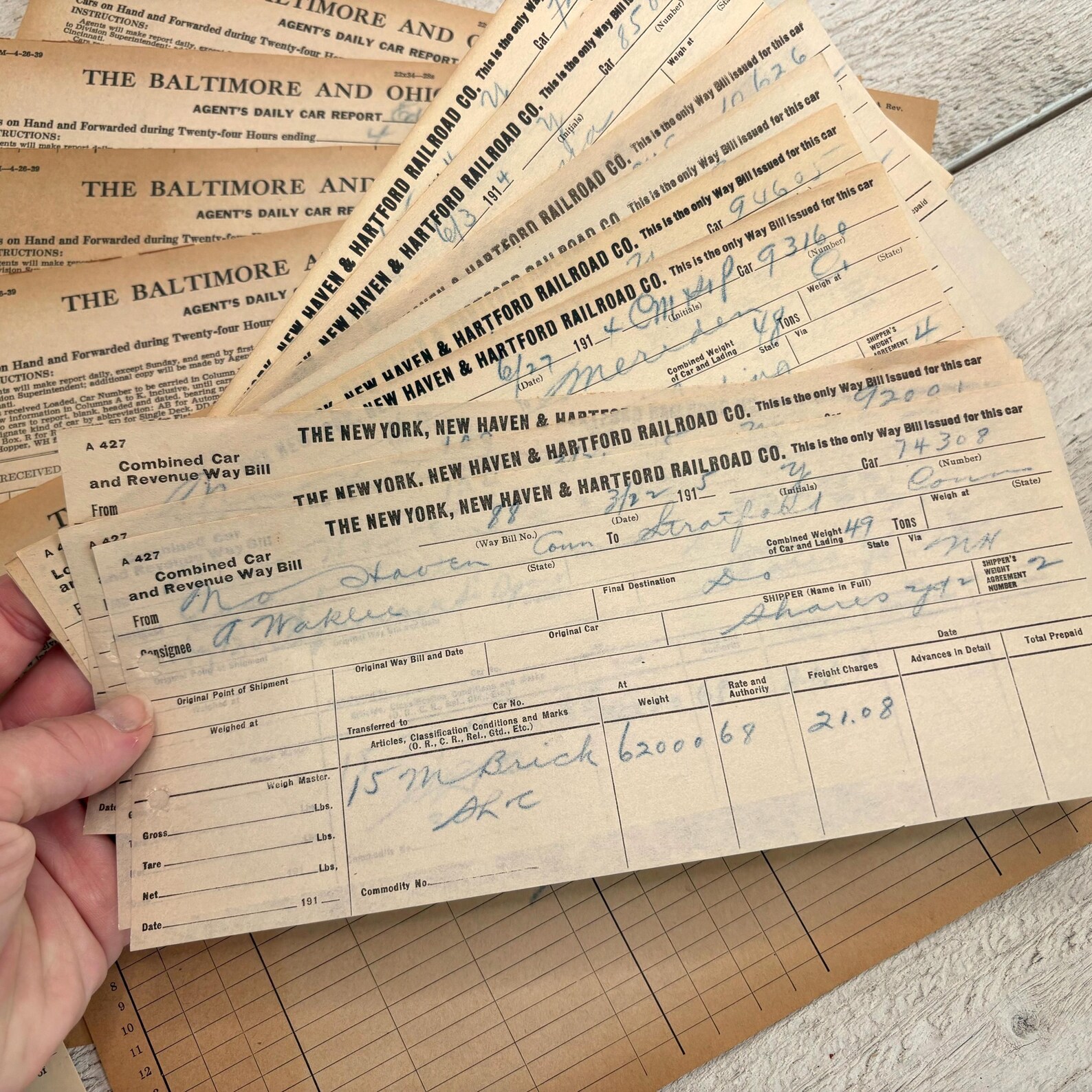 Vintage Railroad Ephemera Set, Freight Forms, Train Cargo Tag - 16 ...