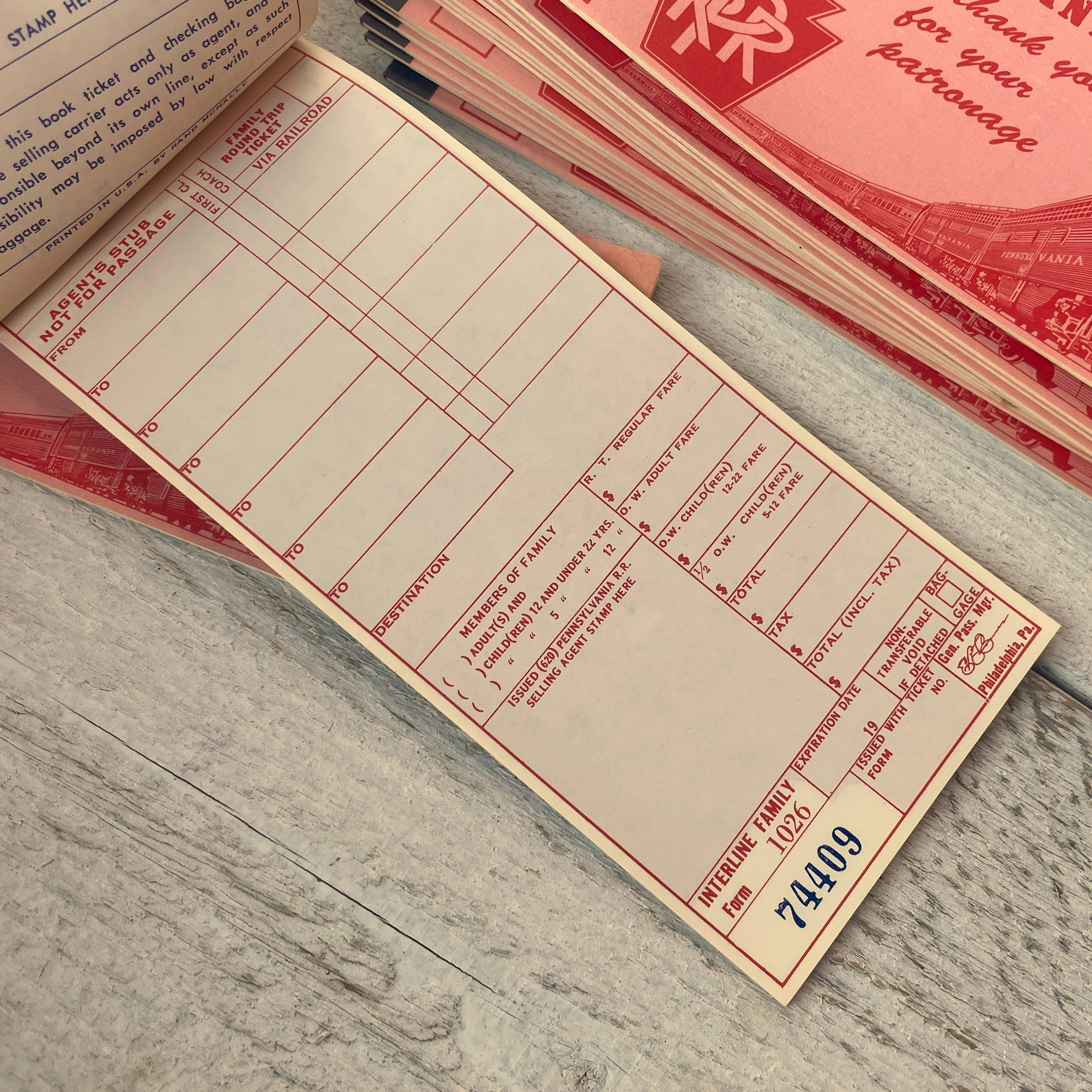 Vintage Train Ticket Book, Railroad Ephemera, Pink Paper Cover, for ...