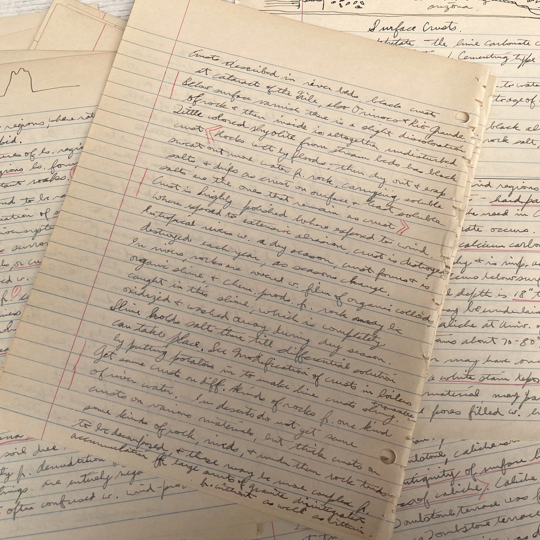 Vintage Handwritten Study Notes, 1930s School Papers, Handwritten Memo ...