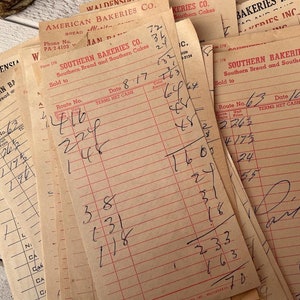 Vintage Used Bakery Receipts - 10 Sheets - Aged Store Receipts ...