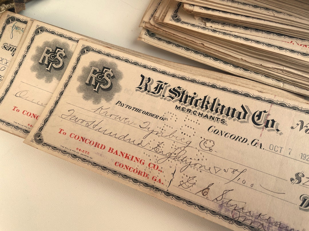 Antique Bank Checks, Used Payment Receipt, Vintage Ephemera, Bank Note ...