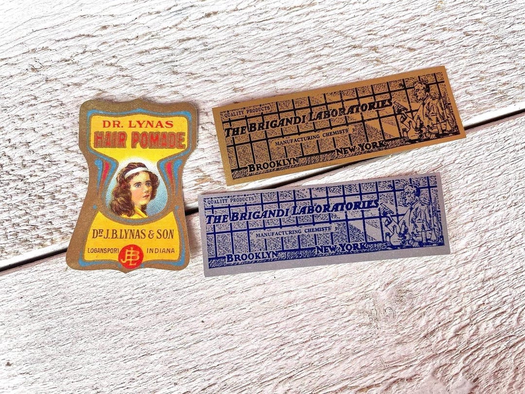 Antique Beauty Labels, Hair Pomade Label, Journaling Label, Antique ...